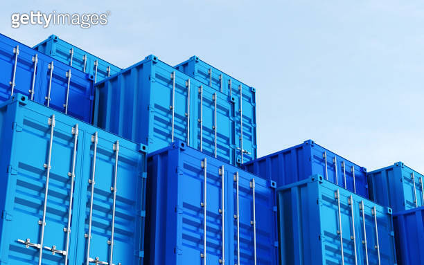 Blue shipping container under blue sky stacks stock photo 이미지 ...
