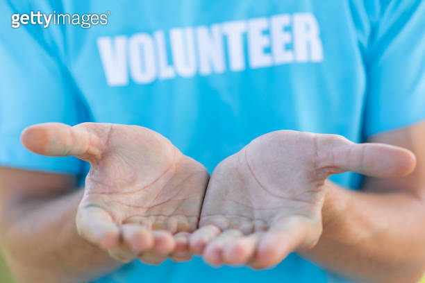 Volunteer people giving hands sign for help support charity the world ...