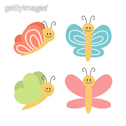 Cartoon butterfly. Cute smiling character for childish design. Vector ...