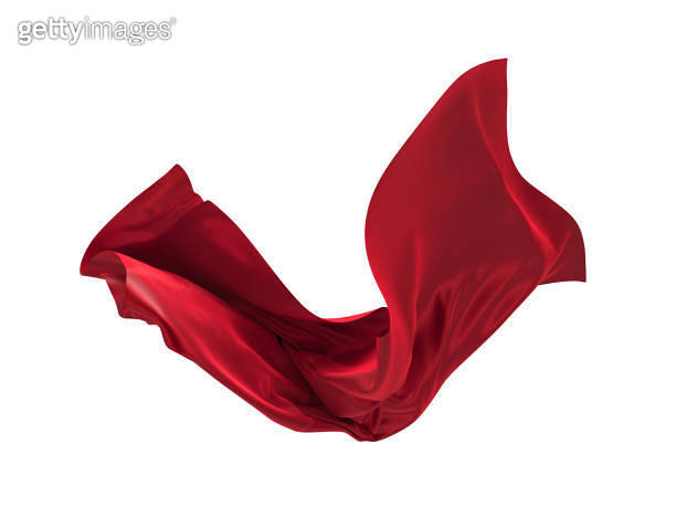 Abstract red cloth falling. Satin fabric flying in the wind 이미지 ...