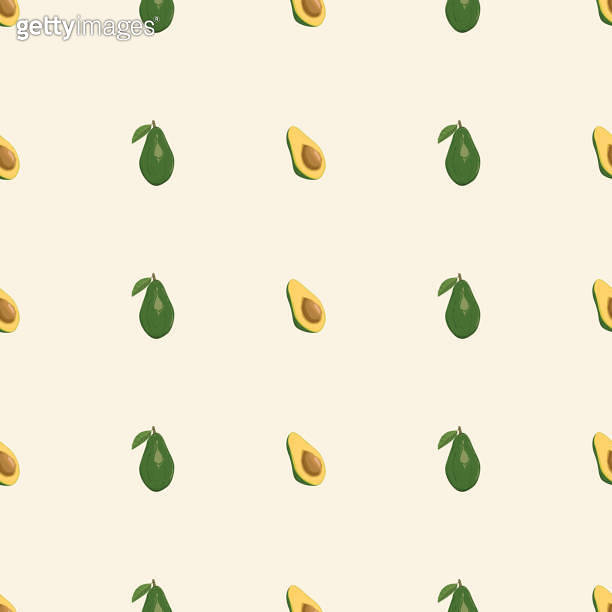 Seamless pattern with avocado. Illustration in muted colors with a ...