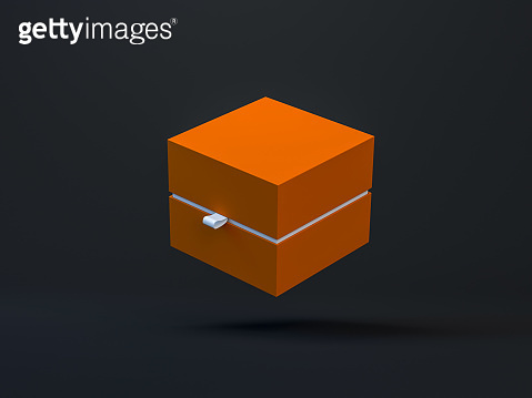 Orange Square Box packaging Mockup flying on black background 이미지 ...
