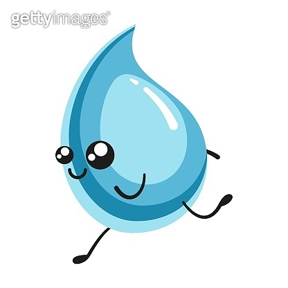 Water drop running fast, cute character. Vector illustration of funny ...