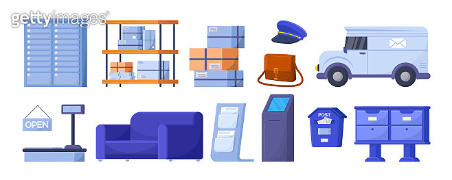 Delivery or post office objects vector illustrations set 이미지 ...