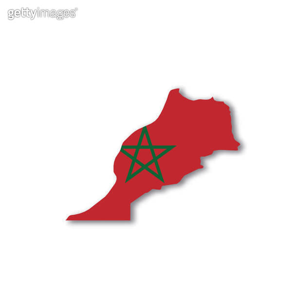 Morocco national flag in a shape of country map (1369321304) - 게티이미지뱅크