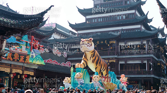 Lantern Festival in the Chinese New Year( Tiger year), colorful ...
