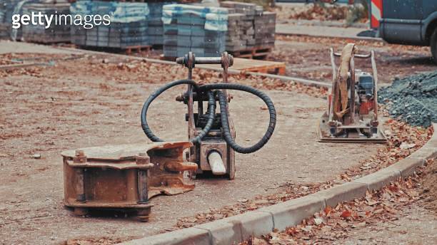 Roadworks Machinery Equipment Left Unattended on Construction Site ...