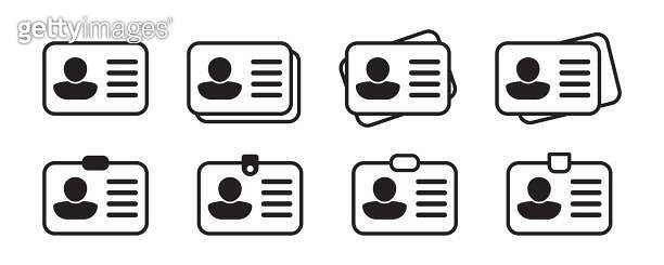 ID Card icon collection. Employee clerk card, driver license ...