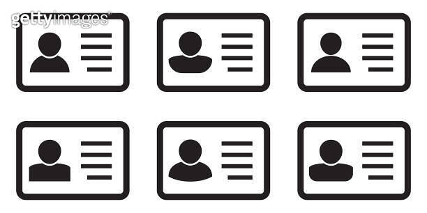 ID Card icon collection. Employee clerk card, driver license ...