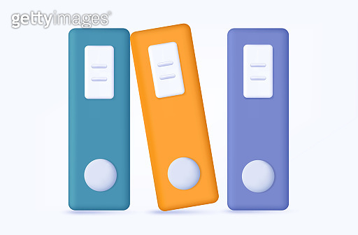 Folder office 3d. Archival data, three files, dossier, document storage ...