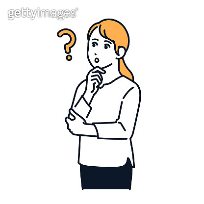 Vector illustration material of a young woman wondering 이미지 (1421489824 ...