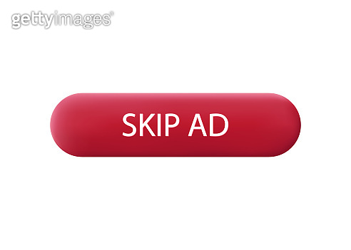 3d red button skip ads. Apply to stop, continue prohibited. Icon ...