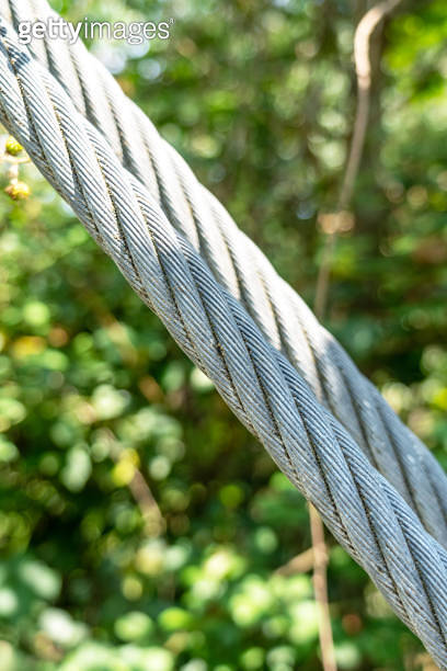 Twisted steel rope suspension bridge in nature 이미지 (1409453514) - 게티이미지뱅크