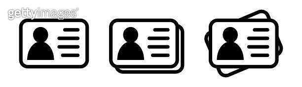 ID Card icon collection. Employee clerk card, driver license ...