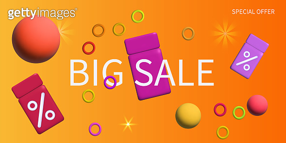Big sale banner 3d, low interest, voucher and discount coupon. Mega ...
