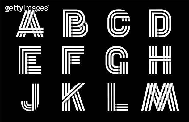 Decorative alphabet, font with capital letters. Modern set for ...