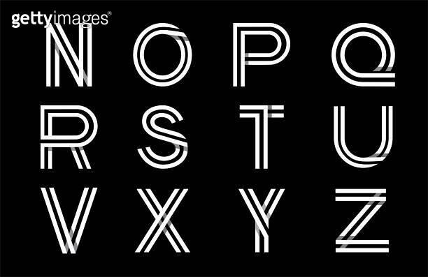 Decorative alphabet, font with capital letters. Modern set for ...