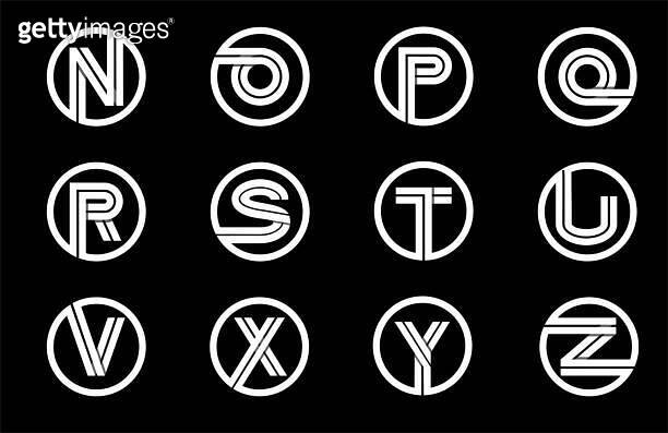 Decorative alphabet, font with capital letters. Modern set for ...
