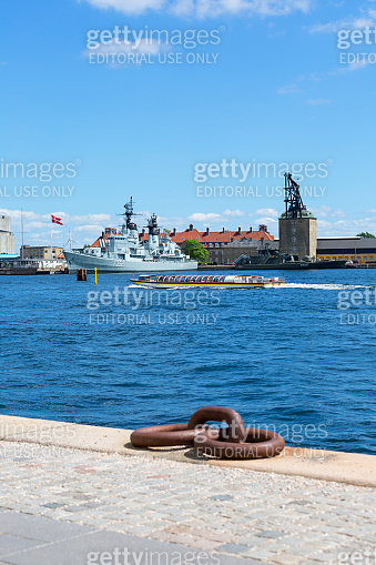 Holmen naval base in Copenhagen, Frigate of Royal Danish Navy moored in ...