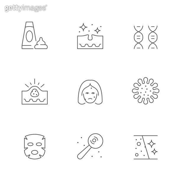 Set line icons of acne 이미지 (1419077275) - 게티이미지뱅크