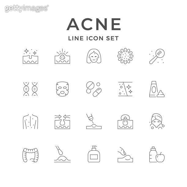 Set line icons of acne 이미지 (1447973744) - 게티이미지뱅크