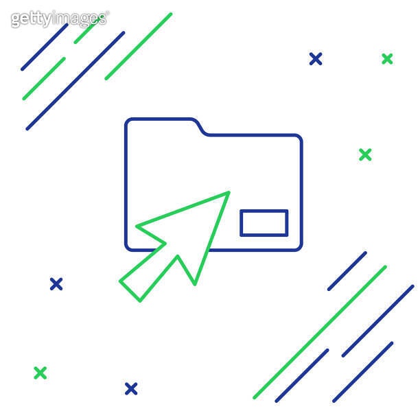 Line Cursor click document folder icon isolated on white background. Accounting binder symbol ...