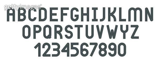 Vector illustration of road alphabet with white markings isolated on ...
