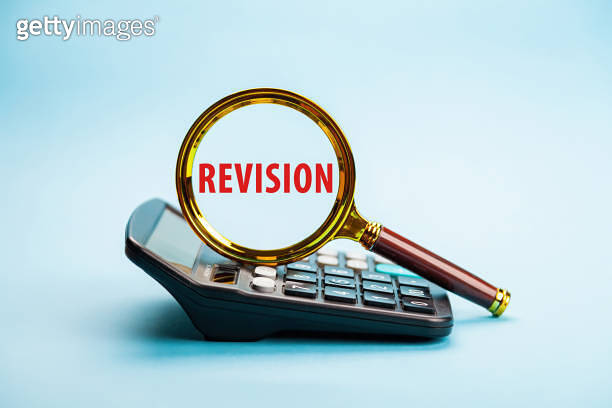 Magnifying glass with the word REVISION. Word writing text Revision ...
