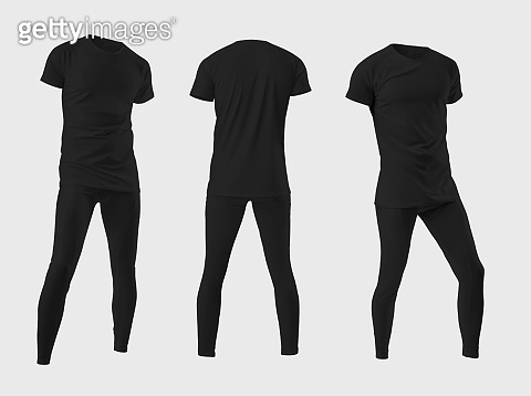 Black tracksuit mockup, for design presentation, pattern, compression ...