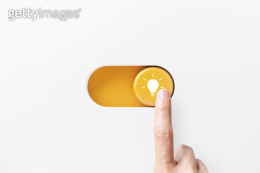 On and off toggle switch buttons with idea light bulb icon, Creative ...