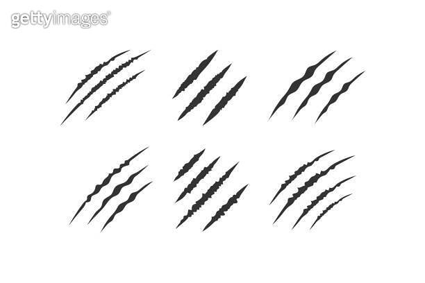 Claw scratches icon set. Monster track symbol. Sign tiger mark vector ...