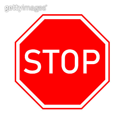Stop sign icon. Red hexagon road sign symbol. Warning signal danger ...