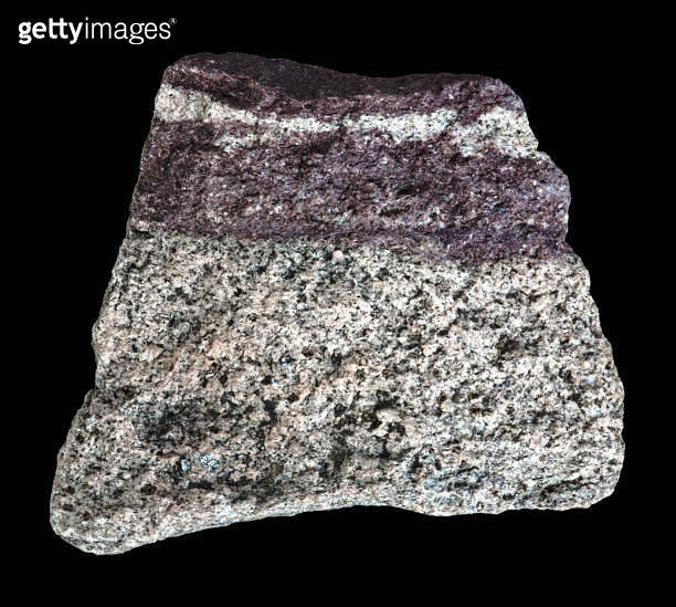 Magnified close up of maroon shale bands in granite intrusive rock. 이미지 ...