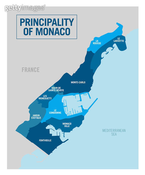 Principality of Monaco country, city, political map. Detailed vector ...