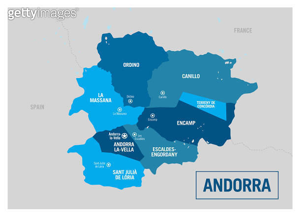 Andorra country political map. Detailed vector illustration with ...