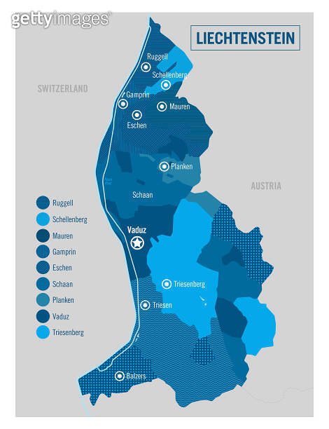 Liechtenstein country political map. Detailed vector illustration with ...