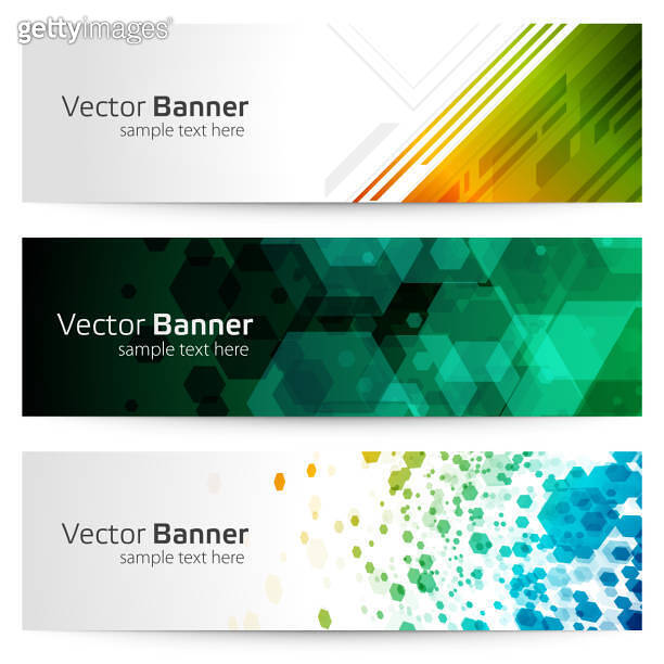 Banner with abstract polygons and lines vector template. Green ...