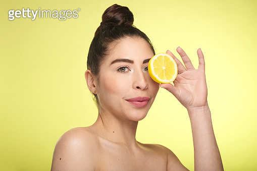 Beautiful exotic model in studio beauty portrait. Prominent cheekbones ...