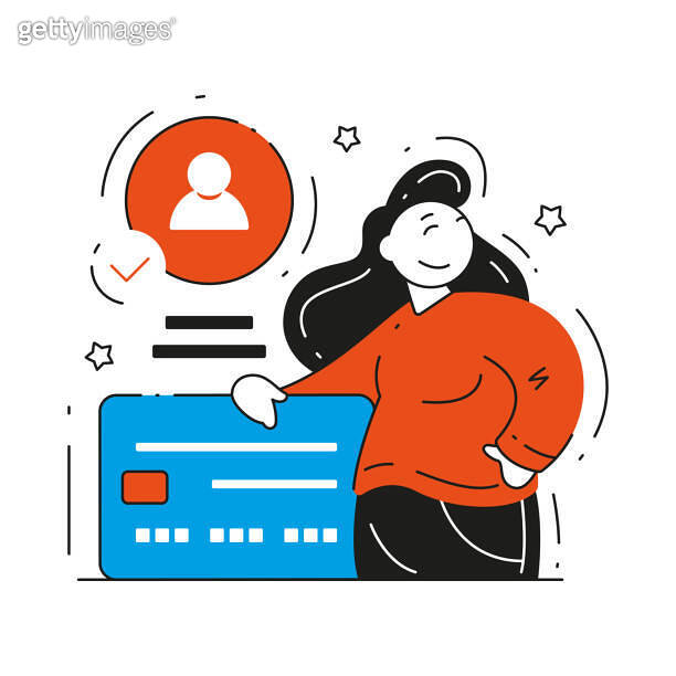 Happy woman banking customer with credit card personal bank account ...