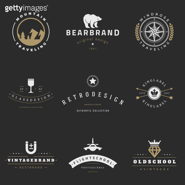 Retro vector set. Vintage graphics design 이미지 (1392500797) - 게티이미지뱅크