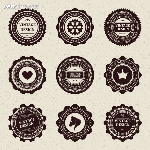 Vintage luxury stamp vector logos. Shabby quality labels with horse ...