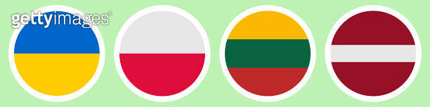Flags of different countries. A set of stickers on a white backing ...