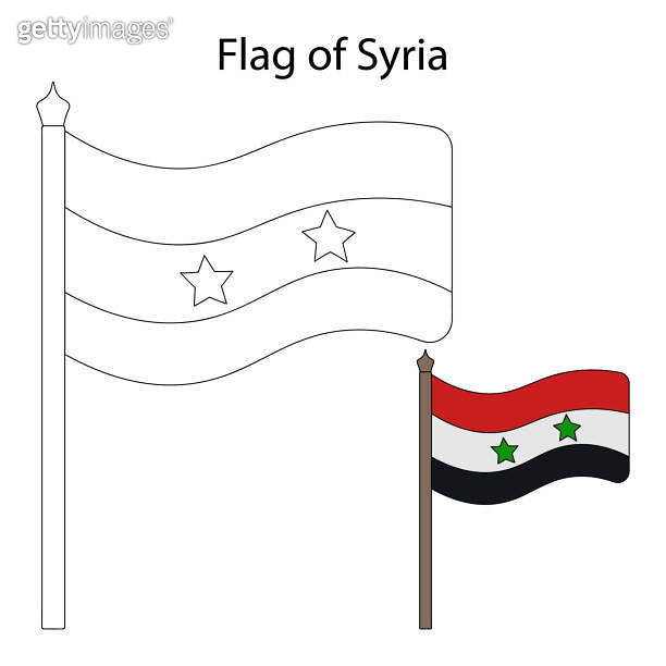 Flag of Syria. Sketch. Color the flag according to the given example ...