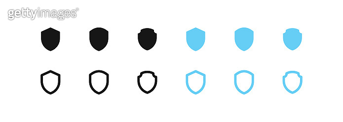 Shield icon. Safety blue and black symbols. Protect sign. Defense icons ...