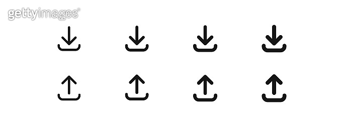 Download icon. Upload sign. Arrow up and down symbols. File load symbol ...