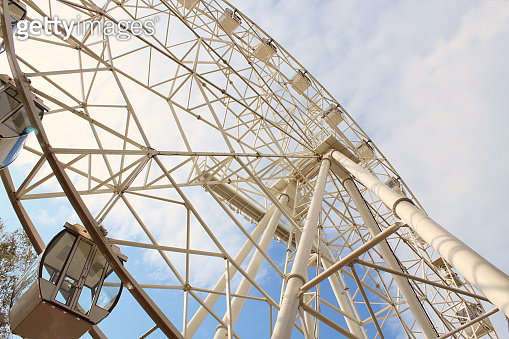 High white ferris wheel with booths. Close-up. Background. Texture. 이미지 ...