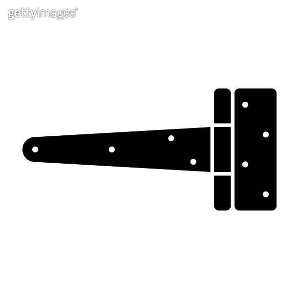 Door hinge icon. Black silhouette. Horizontal front side view. Vector ...