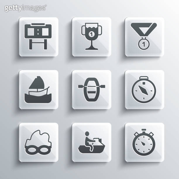 Set Jet ski, Stopwatch, Compass, Boat with oars, Glasses for swimming ...