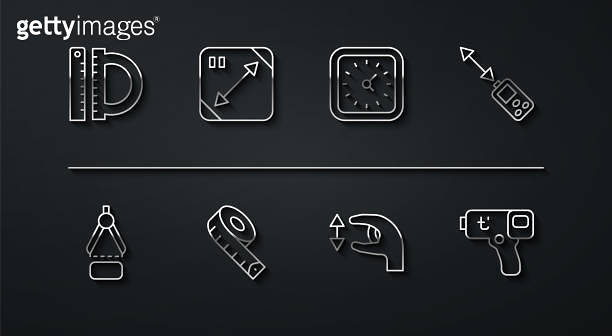 Set line Protractor and ruler, Drawing compass, Laser distance measurer ...