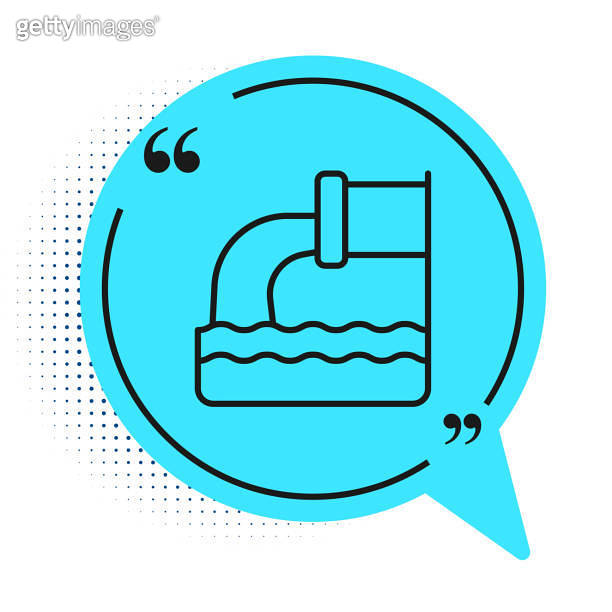 Black line Wastewater icon isolated on white background. Sewer pipe ...